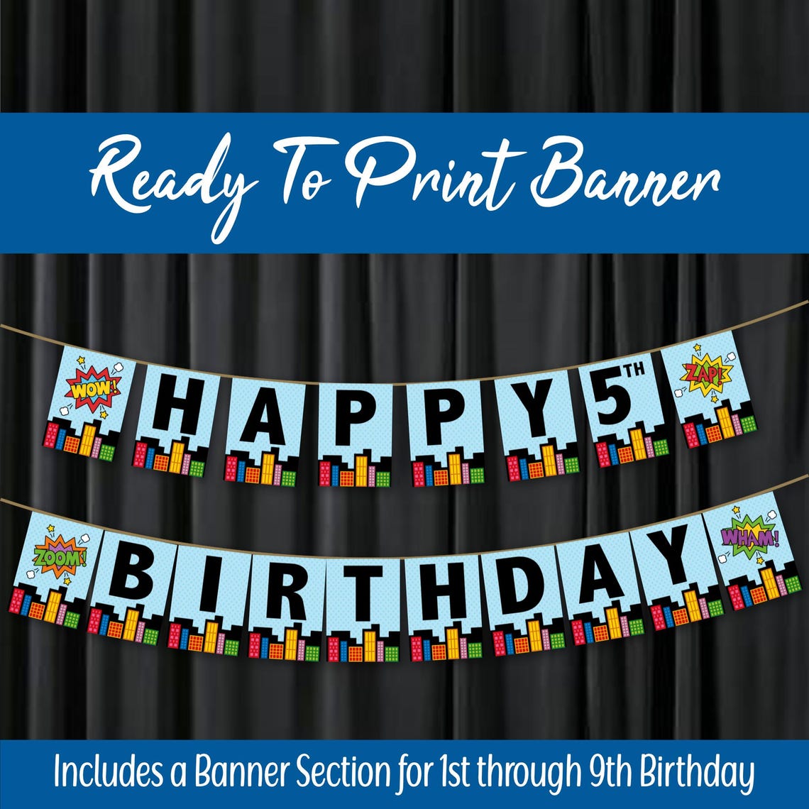 Happy Birthday Banner - Printable - Instant Download - Kids Birthday ...
