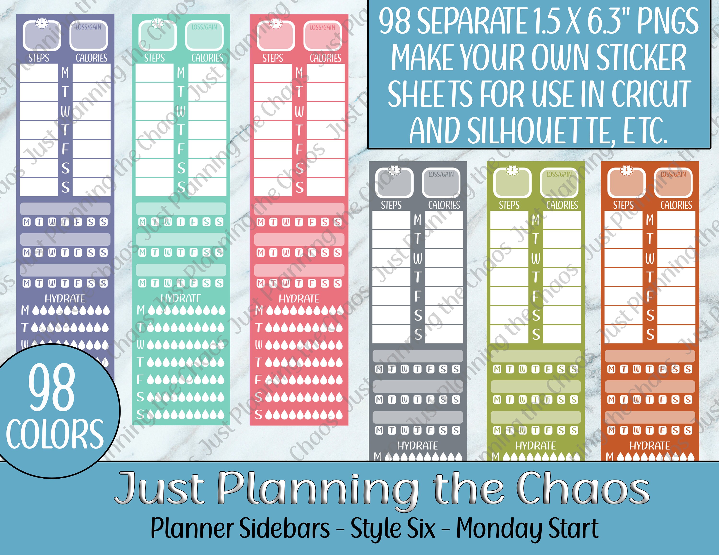 Printable Planner Stickers, Planner Sidebars, Monday, Printable Sidebar ...