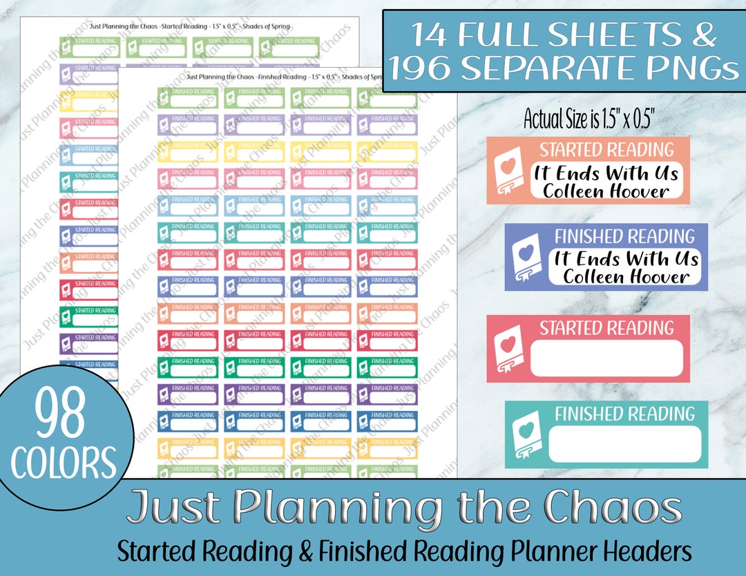 Printable Planner Stickers, Planner Headers, Reading Header Stickers ...