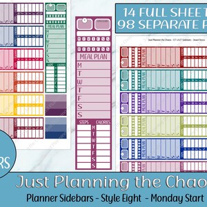 Printable Planner Stickers, Planner Sidebars, Monday, Printable Sidebar ...