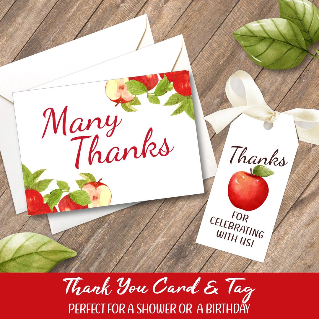 Apple Thank You Shower Thank You Baby Shower Thank You Thank You Card ...