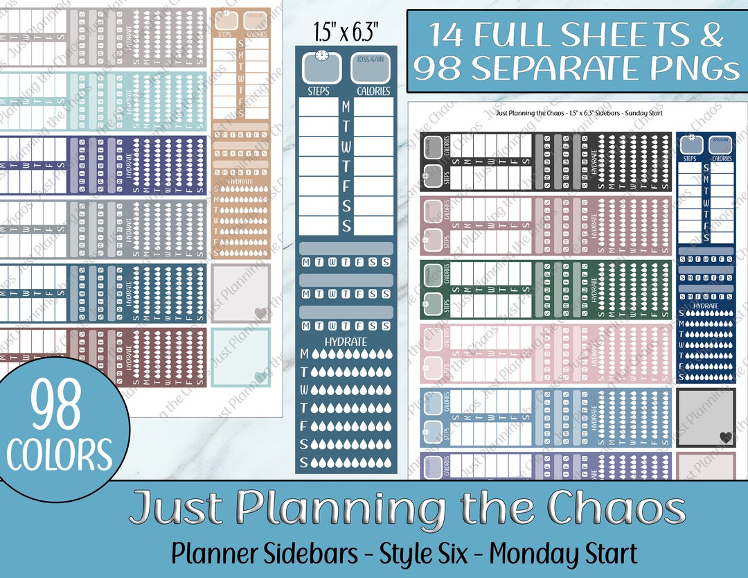 Printable Planner Stickers, Planner Sidebars, Monday, Printable Sidebar ...