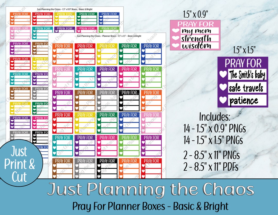 Printable Planner Stickers Planner Boxes Pray For Prayer - Etsy