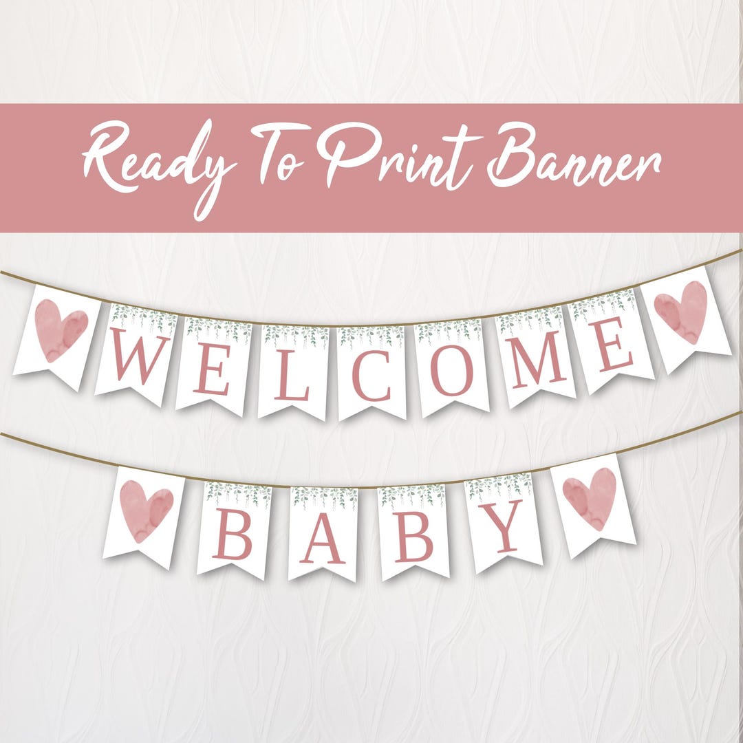 Welcome Baby Banner: Printable Baby Shower Decoration (PDF Download) - Etsy