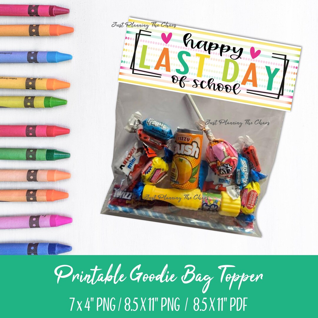 Last Day of School Treat Bag - Hello Summer Bag Topper - Printable Bag ...
