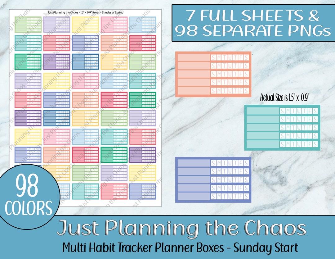 Printable Planner Stickers, Multi Habit Tracker, Habit Tracking, Sunday ...