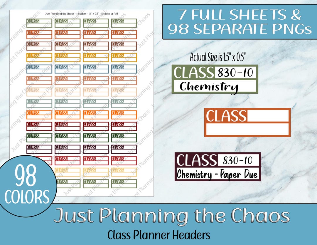 Printable Planner Stickers, Planner Headers, Class Stickers, Schedule ...