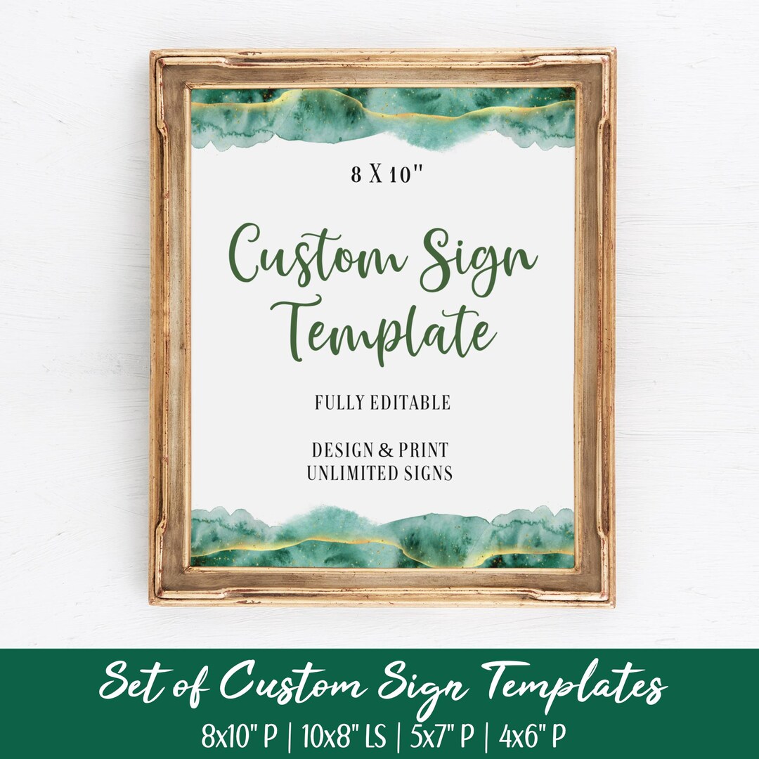 Marble Edged Custom Signs| Green Marble Custom Signs| Bridal Shower ...