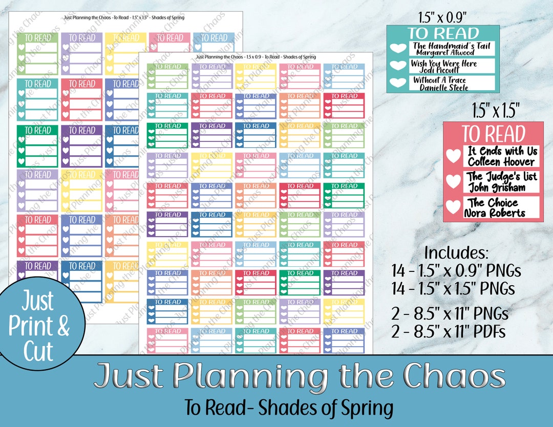 Printable Planner Stickers Planner Boxes to Read Stickers - Etsy