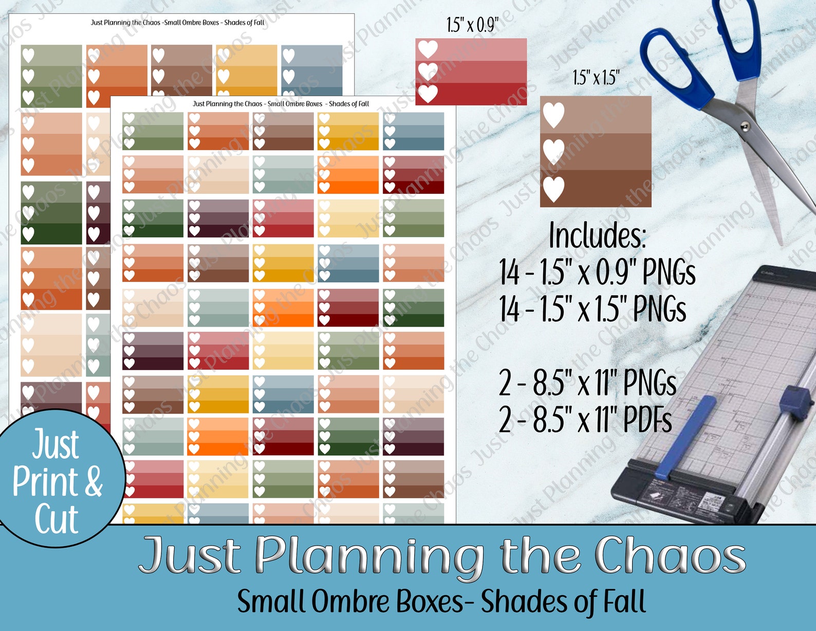 Printable Planner Stickers Planner Boxes Ombre Boxes Fall - Etsy