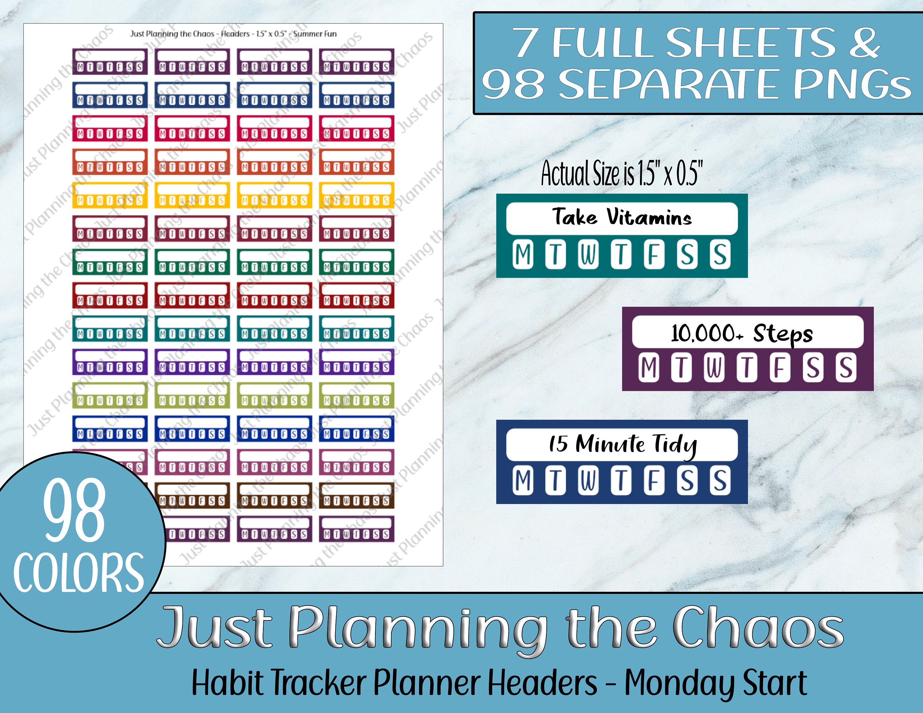 Printable Planner Stickers, Habit Tracker, Monday Start, Planner ...
