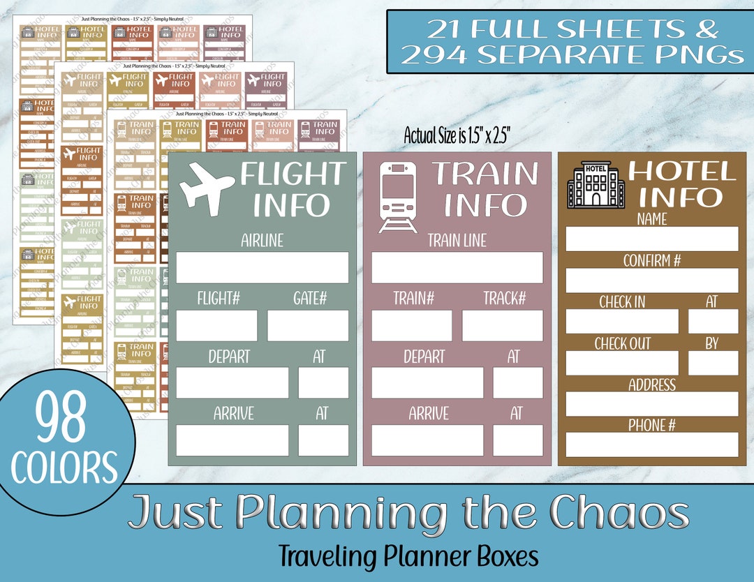 Printable Planner Stickers, Travel Stickers, Hotel Stickers, Flight ...