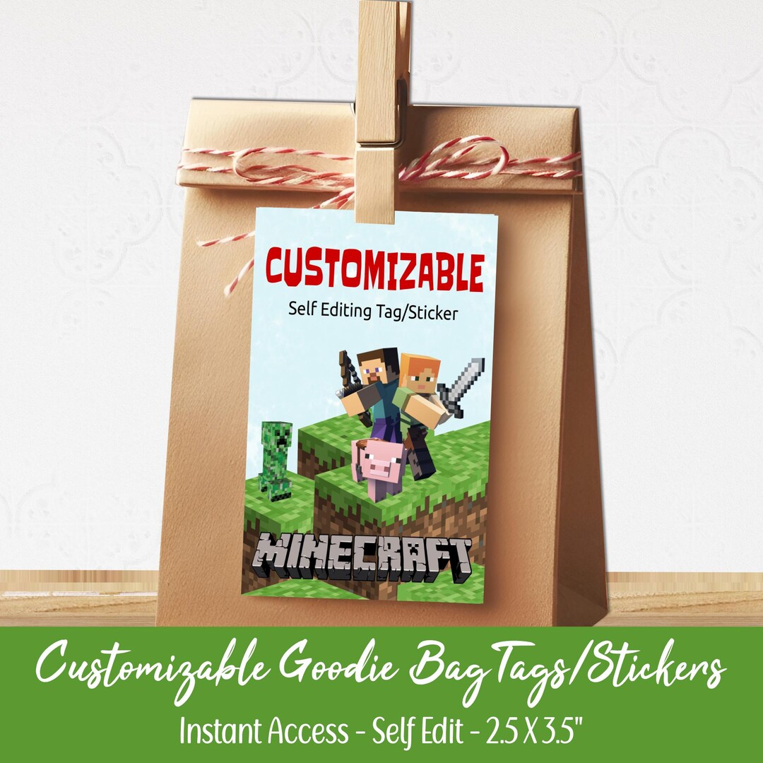 Customizable Tag, Goodie Bag Tag, Birthday, Sticker, Birthday Gift Tag ...