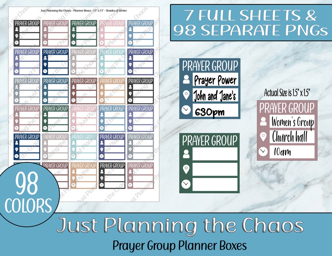 Printable Planner Stickers, Planner Boxes, Prayer Group Stickers, Faith ...