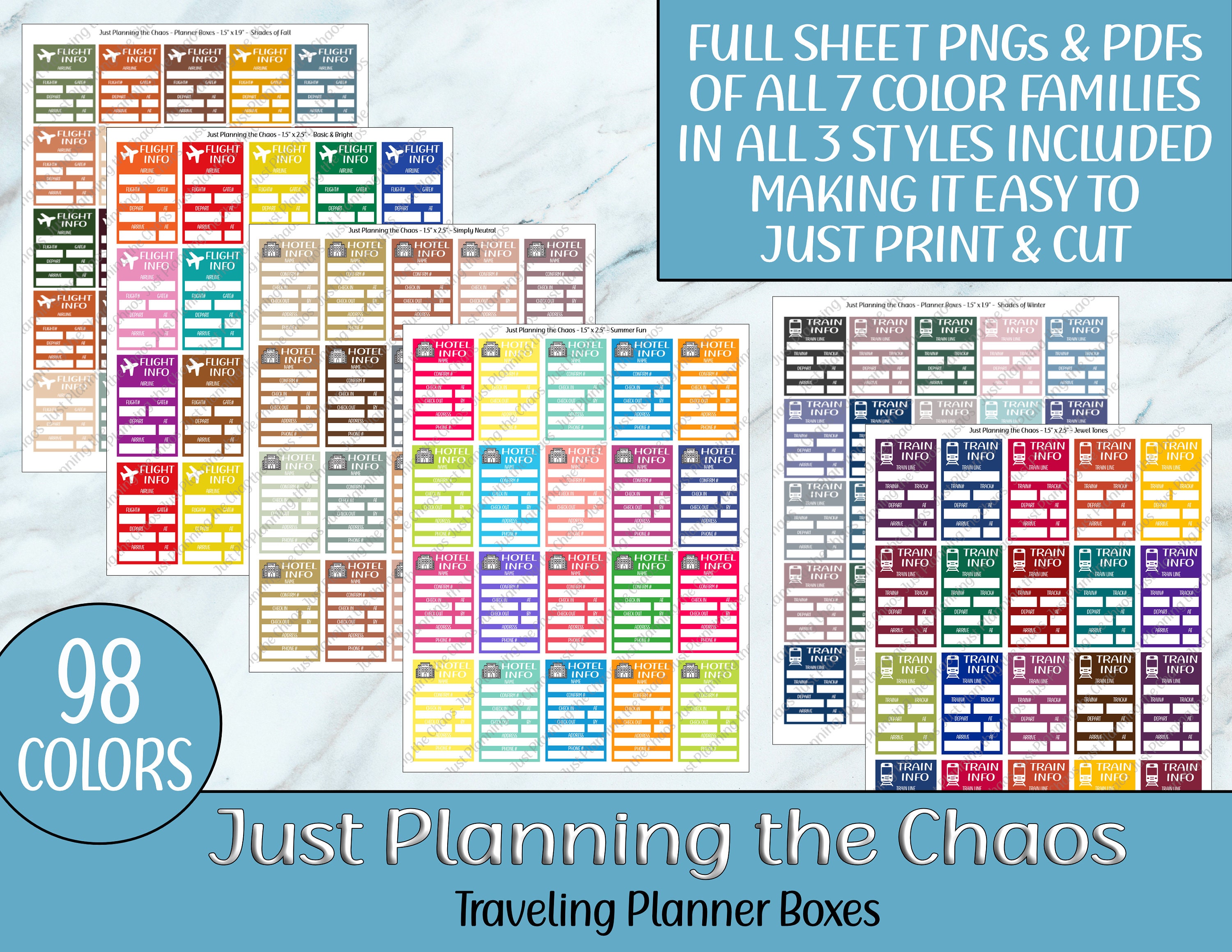 Printable Planner Stickers, Travel Stickers, Hotel Stickers, Flight ...