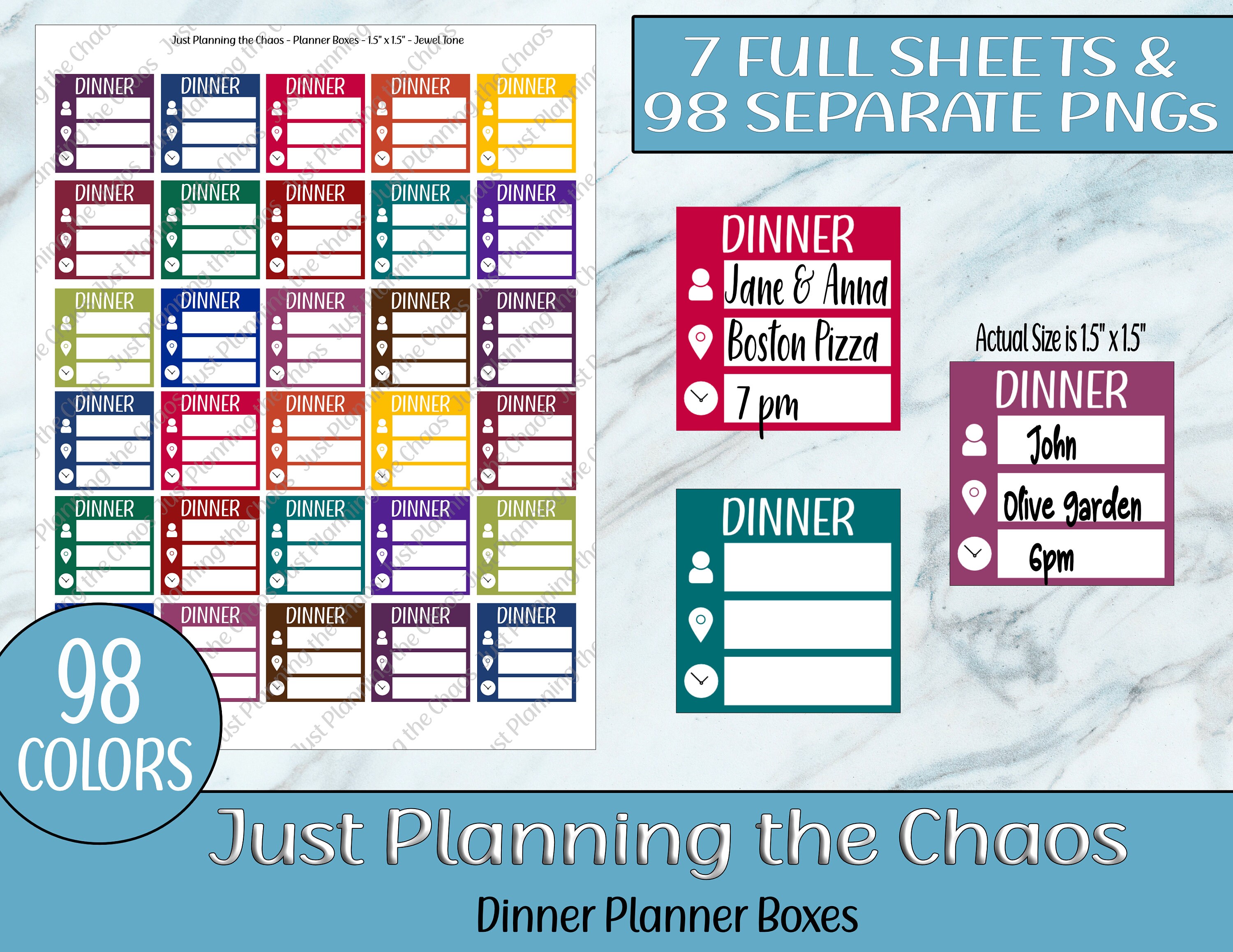 Printable Planner Stickers, Planner Boxes, Dinner Stickers, Dinner ...