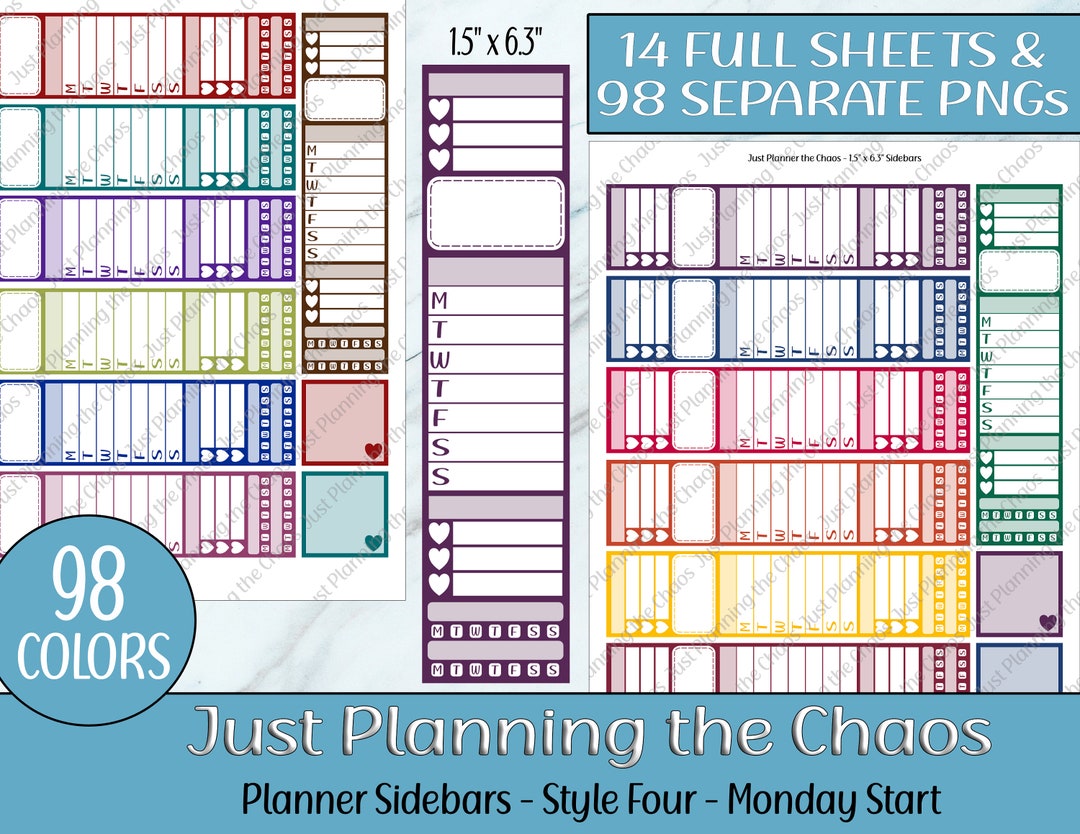 Printable Planner Stickers, Planner Sidebars, Monday, Printable Sidebar ...