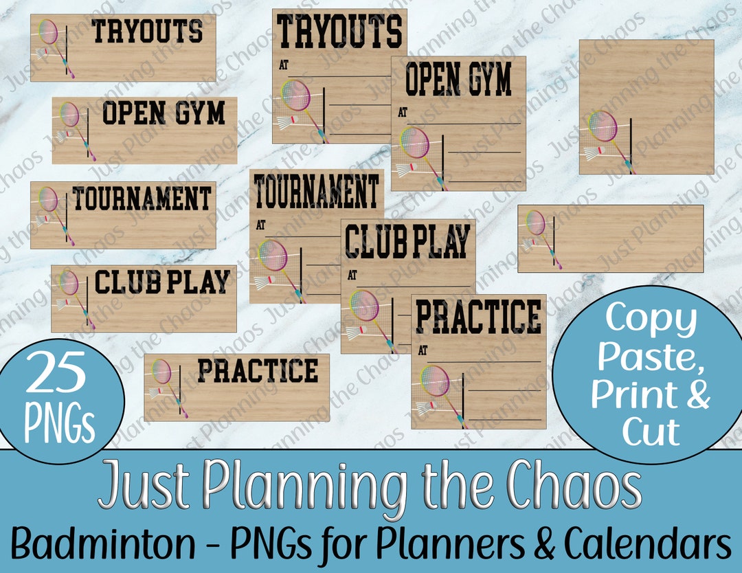 Badminton - Practice - Tournament - Printable Planner Stickers -PNG ...