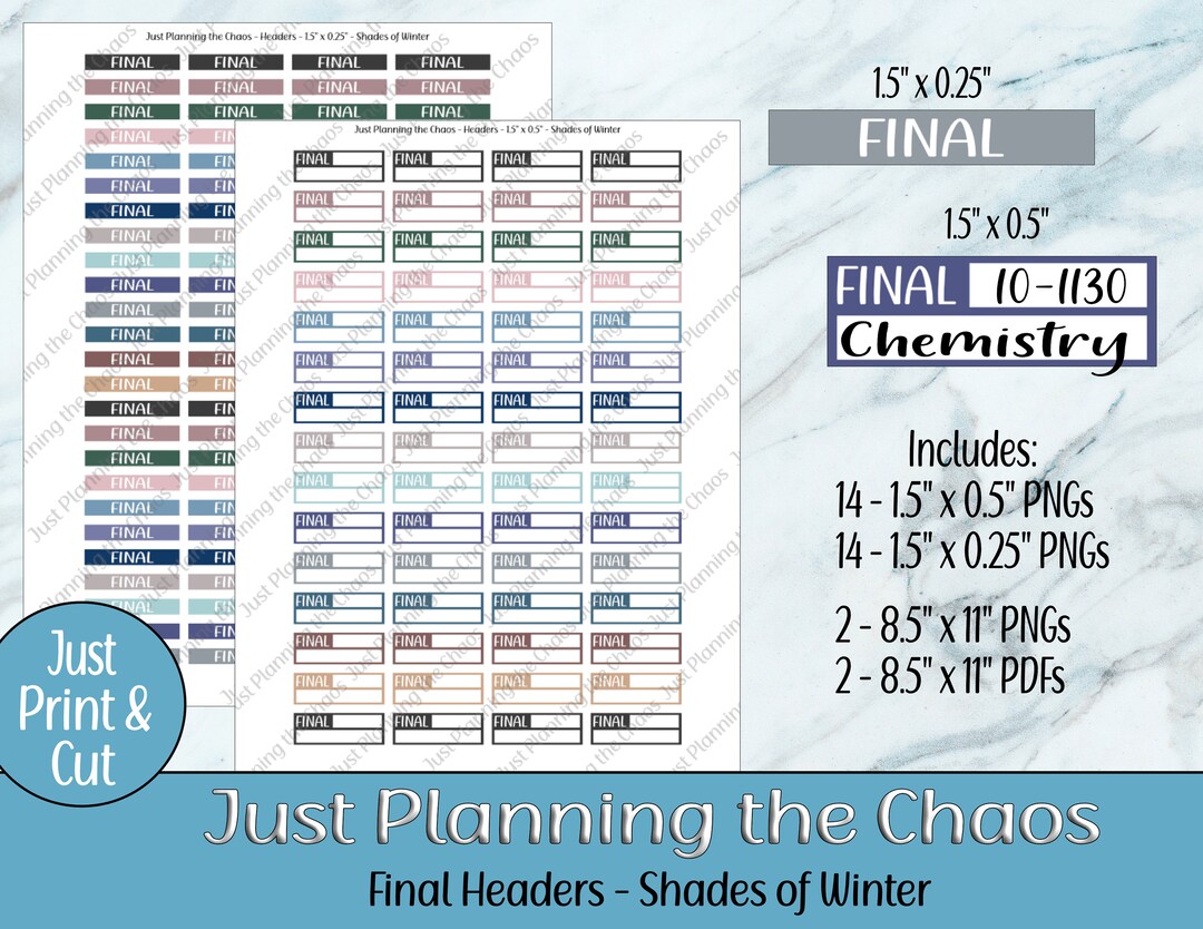 Printable Planner Stickers Planner Headers Final School - Etsy
