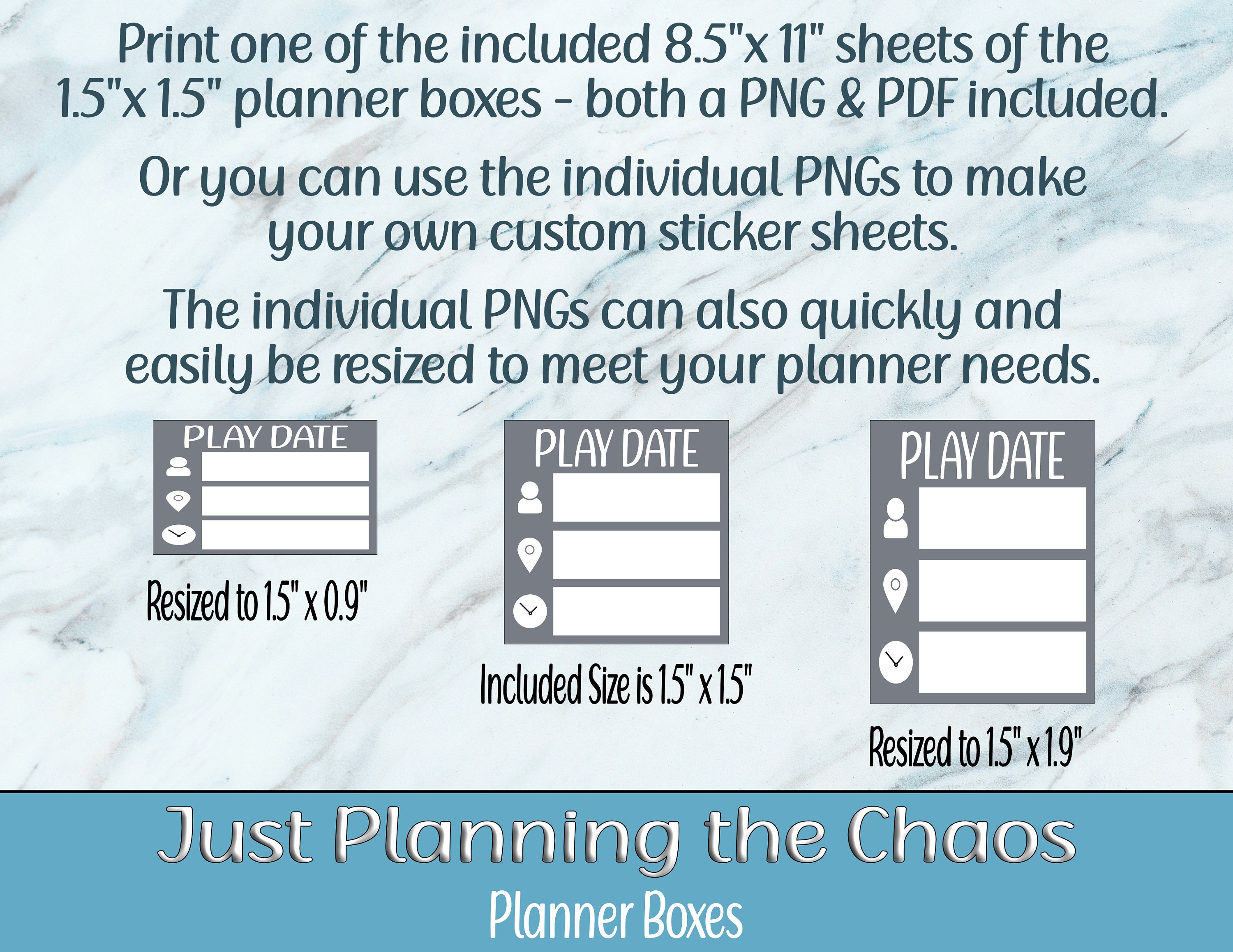 Printable Planner Stickers, Planner Boxes, Play Date Stickers, Play ...