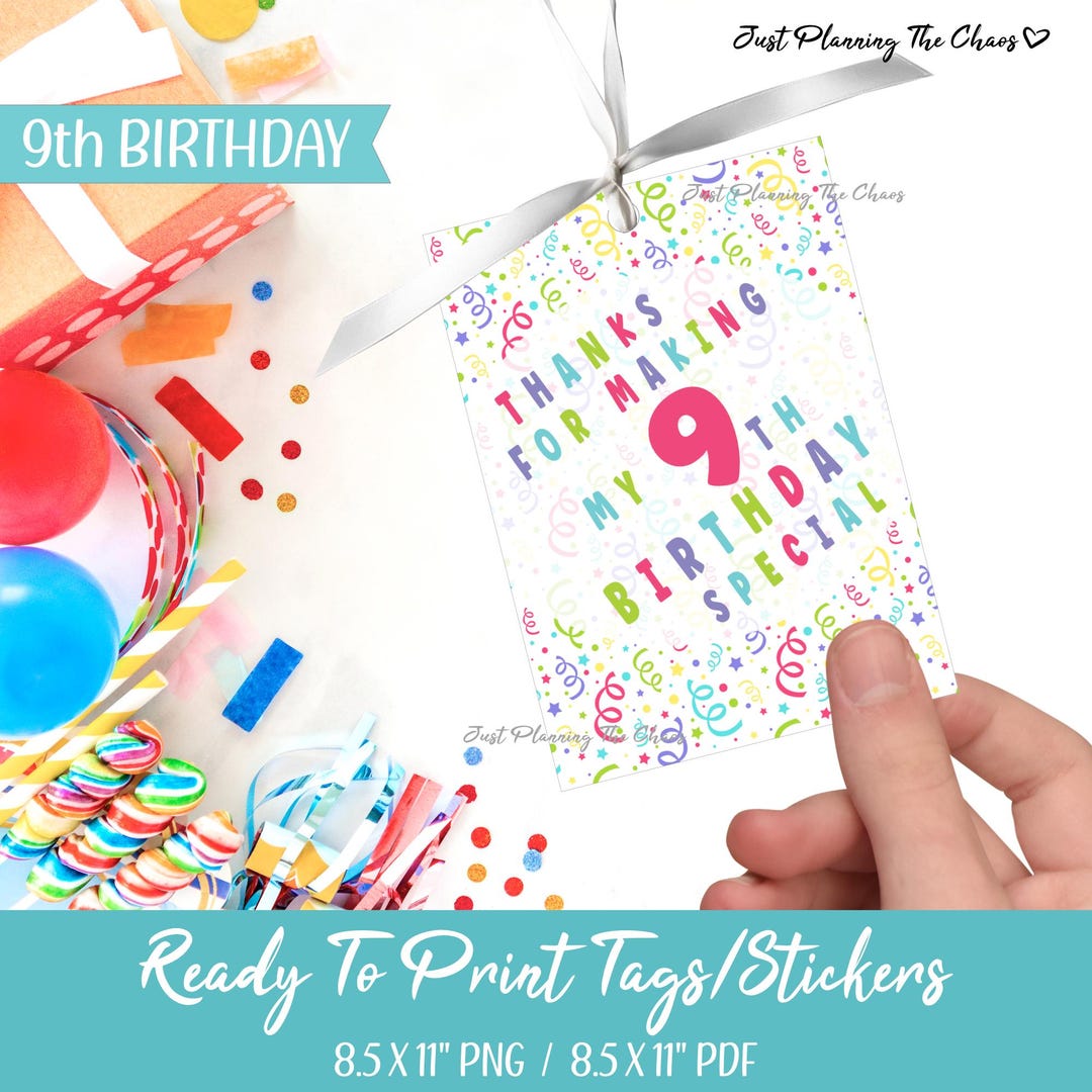 Printable Birthday Favor Tags: Goodie Bag Stickers, Treat Bag (digital ...