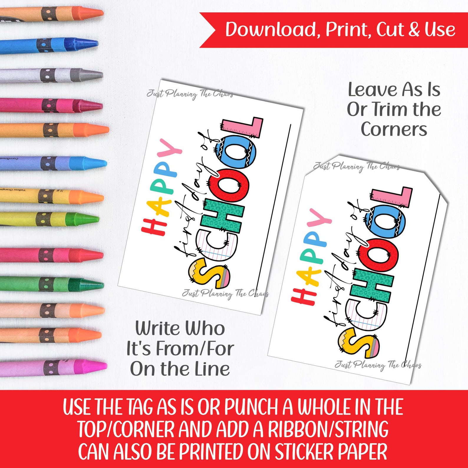 First Day of School Tag: Printable Back to School Treat Bag, Classroom ...