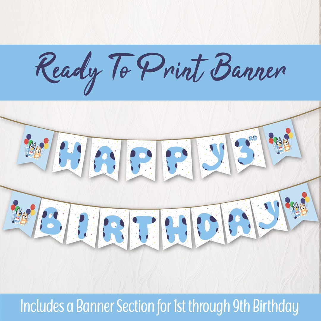 Happy Birthday Banner - Printable - Instant Download - Kids Birthday ...