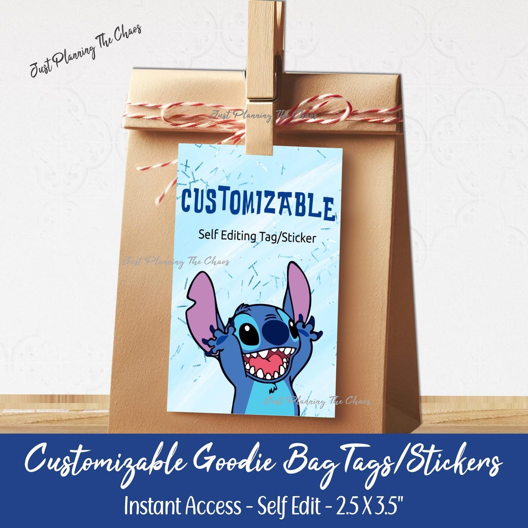 Customizable Birthday Party Favor Tags: Printable Self Edit Treat Bag ...