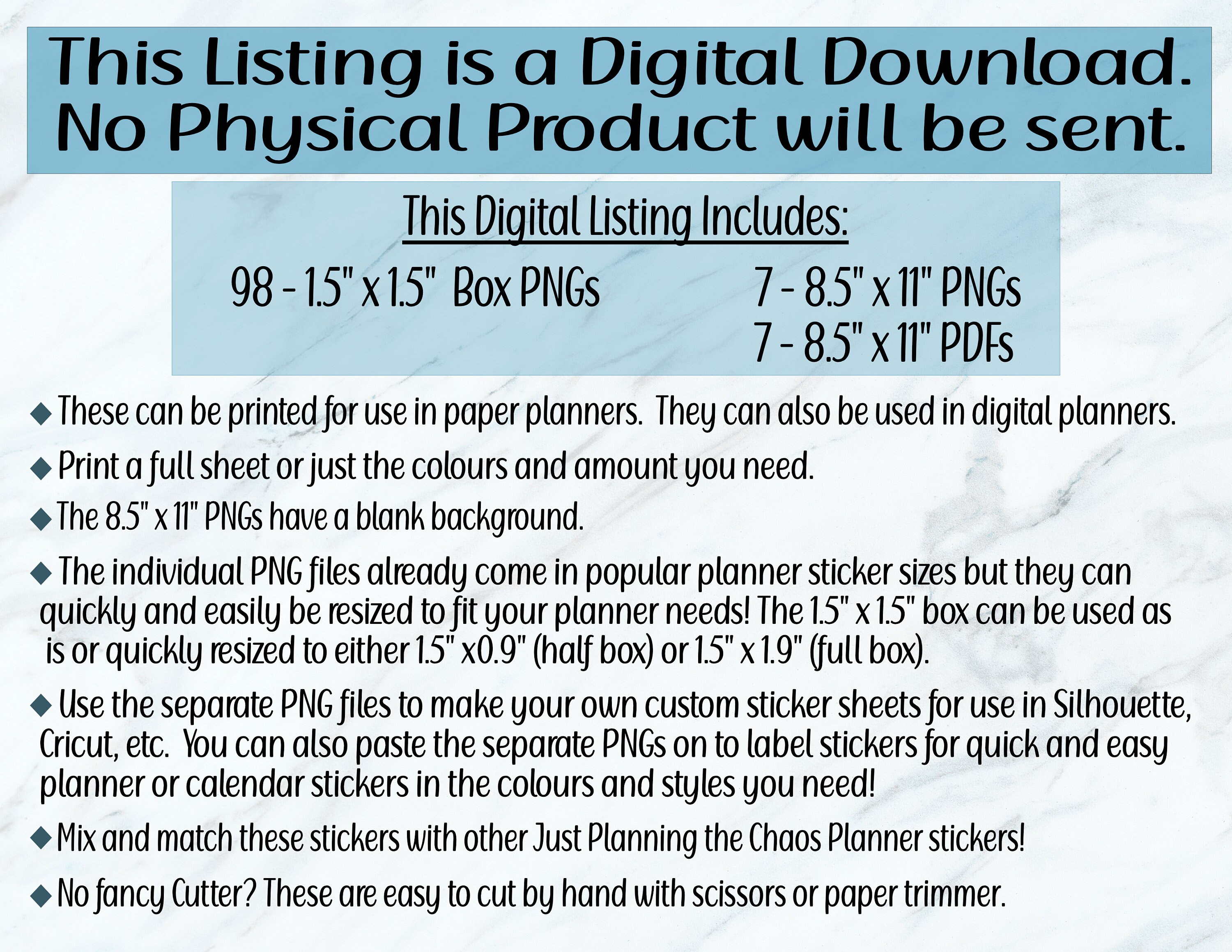 Printable Planner Stickers, Planner Boxes, BLDS Stickers, Meal Plan ...