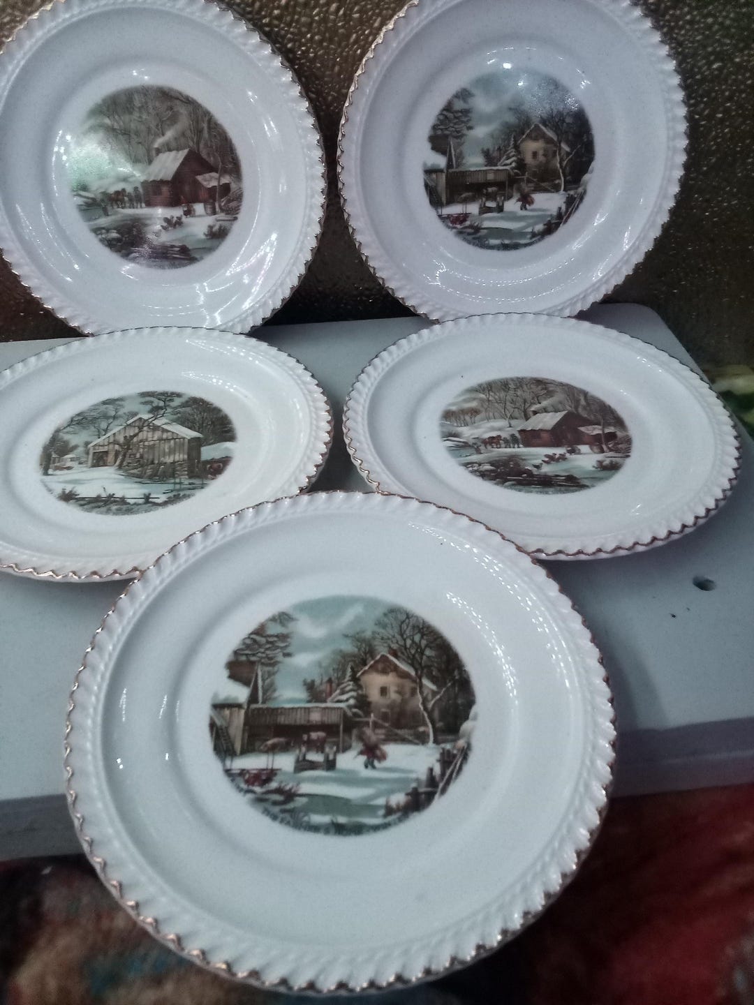 Vintage Harkerware Set of 5 Plates - Etsy