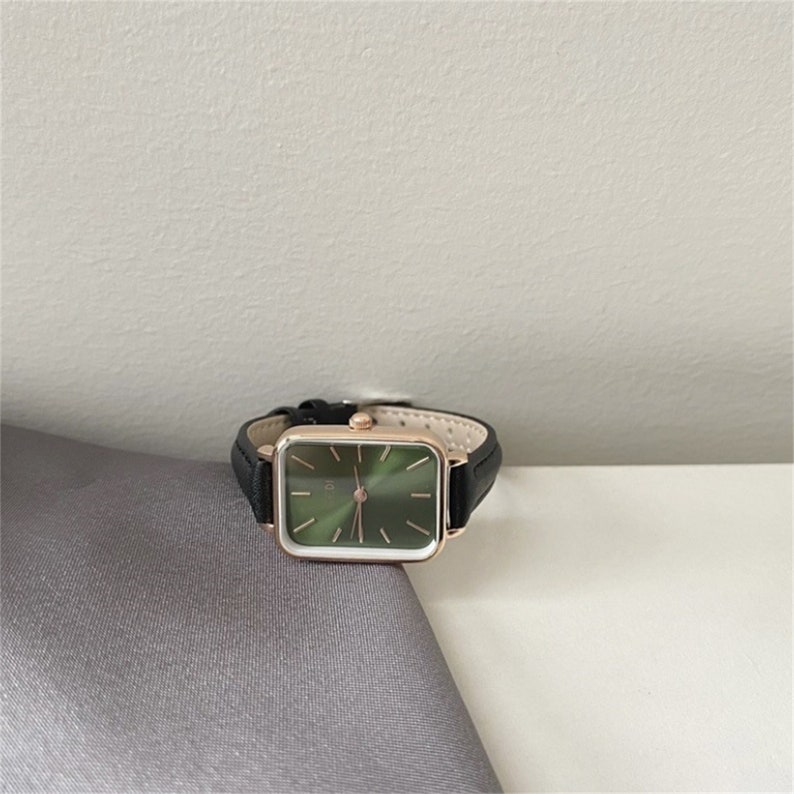 Green Square Women Watches, Chic Square Women Watches, Black Leather ...