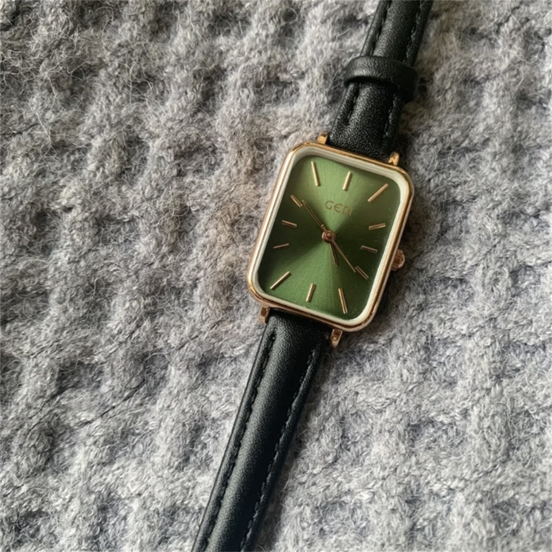 Green Square Women Watches, Chic Square Women Watches, Black Leather ...