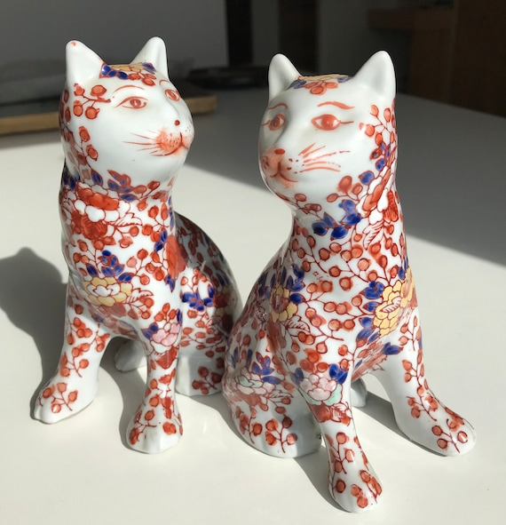 1920s Antique Vintage Pair of Cats Japanese Imari Signed Yayou - Etsy