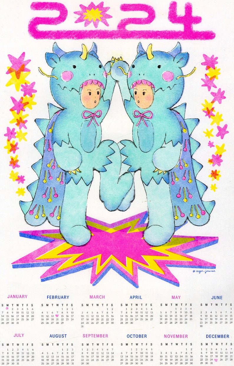2024 Dragon Year Risograph Calendar - Etsy