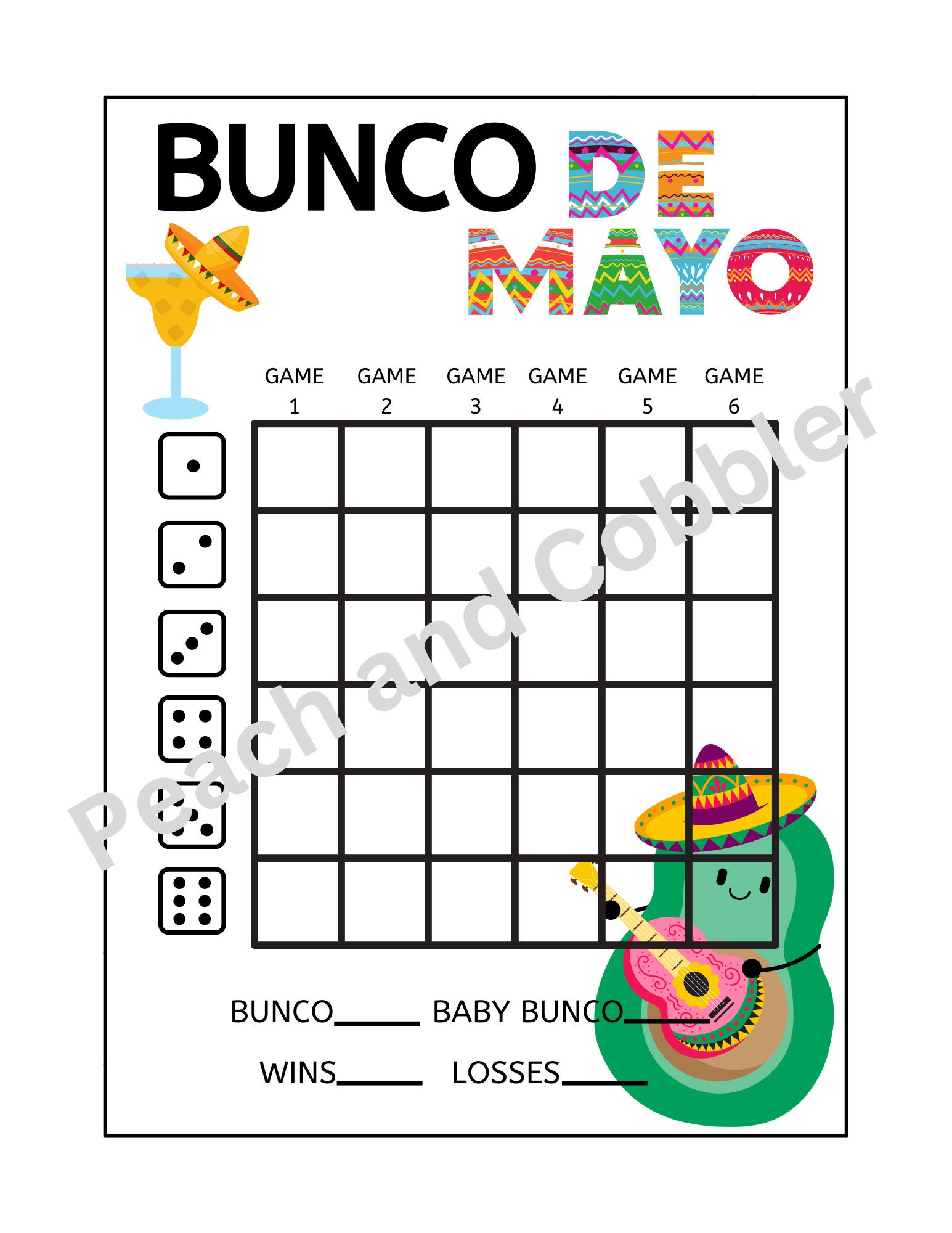 Bunco De Mayo Scorecard and Tally Sheet Printable Digital Download - Etsy