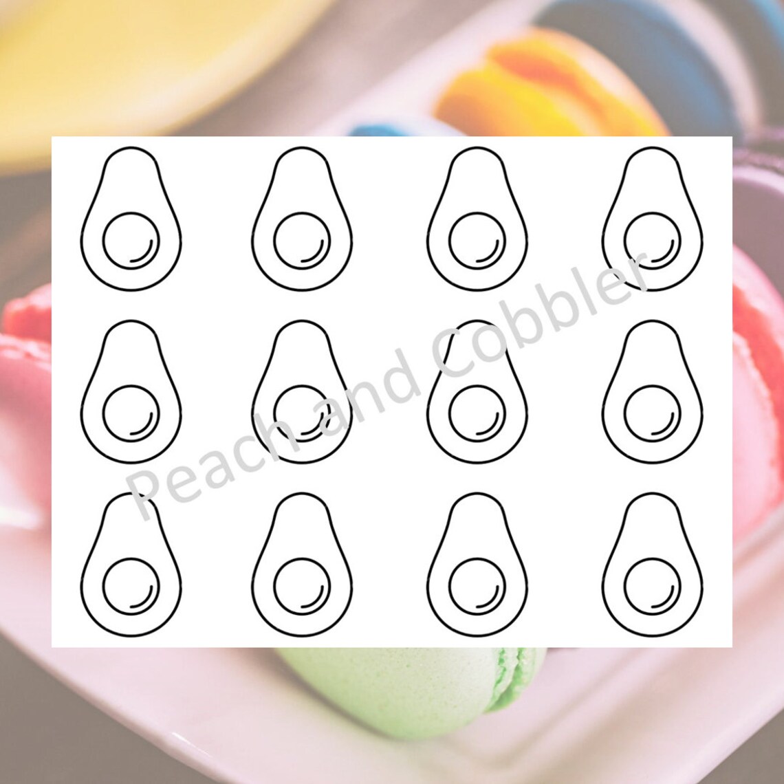 Avacado Macaron Template Printable Digital Download - Etsy
