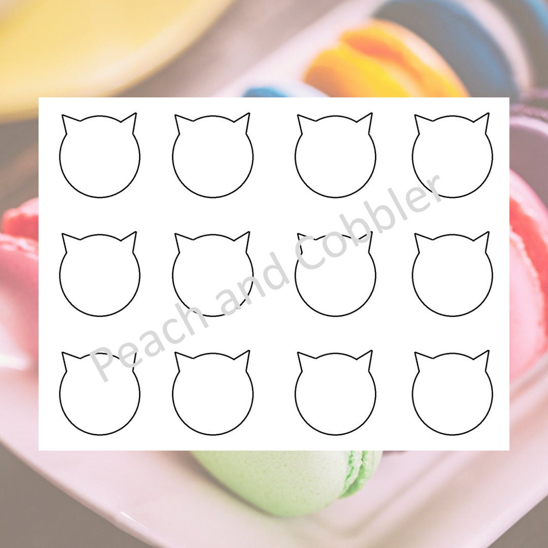 Kitty Cat Macaron Template Printable Digital Download - Etsy