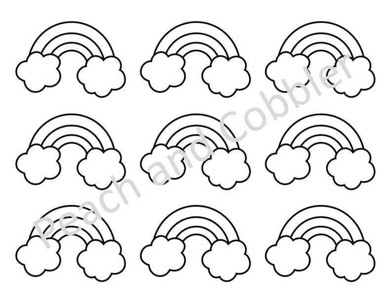 Rainbow With Clouds Template Printable Digital Download - Etsy Australia