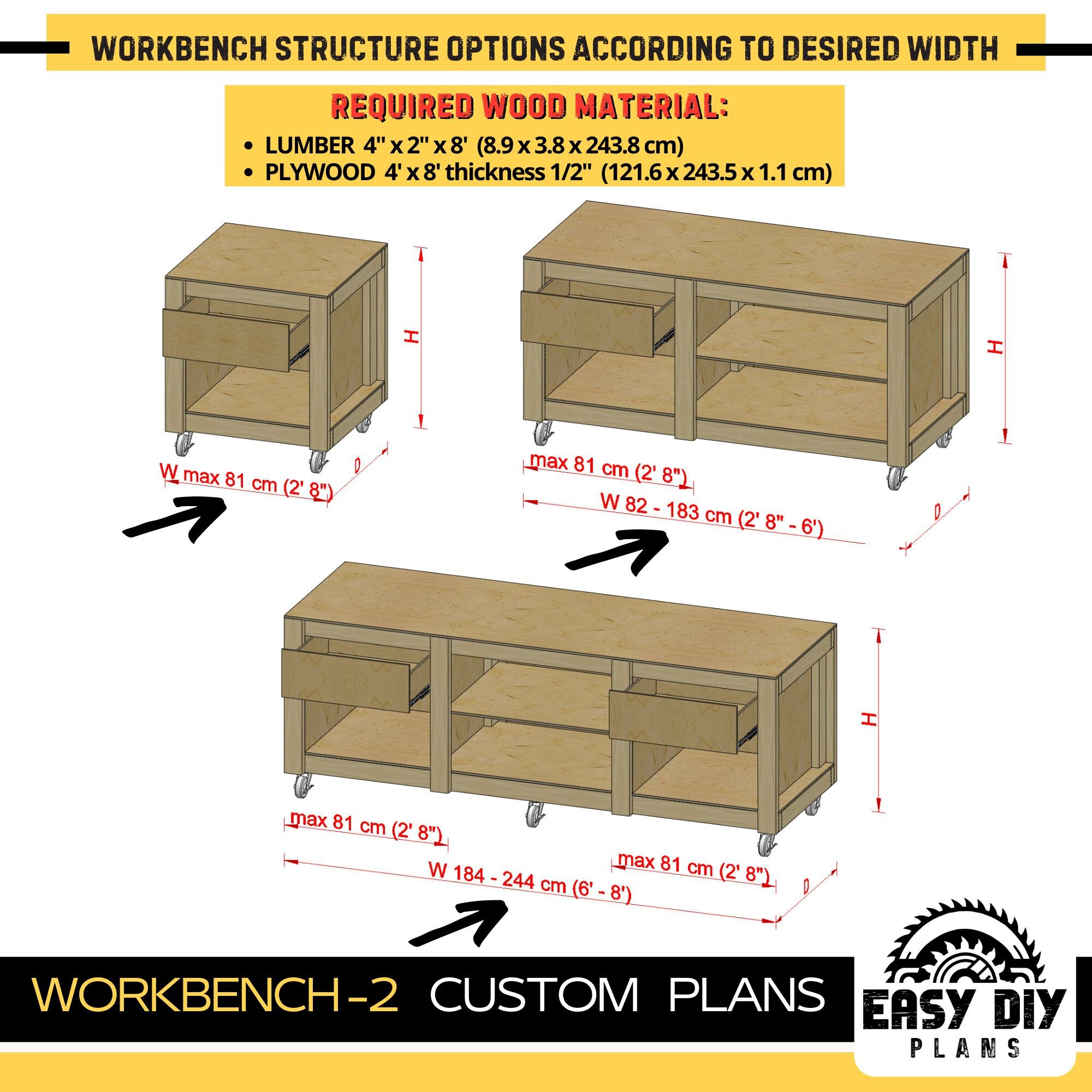 Workbench With Drawers Plan DIY CUSTOM Diy Mobile Workbench on Wheels ...