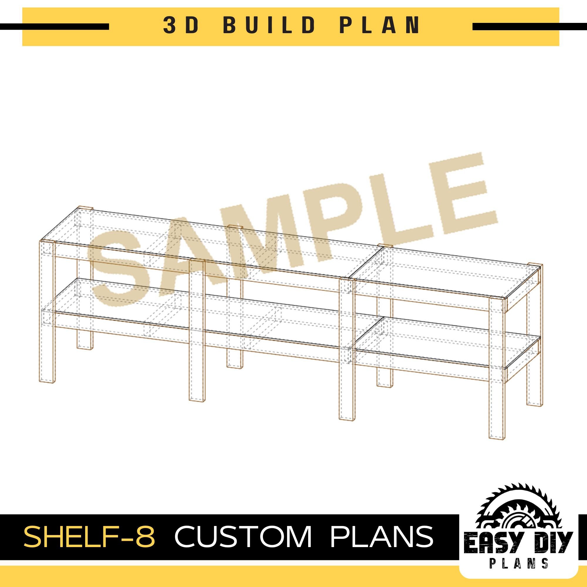 Custom DIY Workbench & Storage PLANS Diy Easy Shelf Custom Plans Garage ...