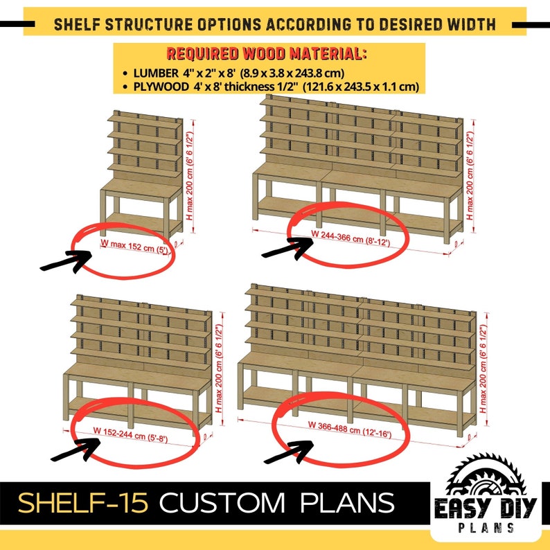 DIY Shelf CUSTOM PLANS With Storage and Workbench Diy Garage Shelf Tool ...