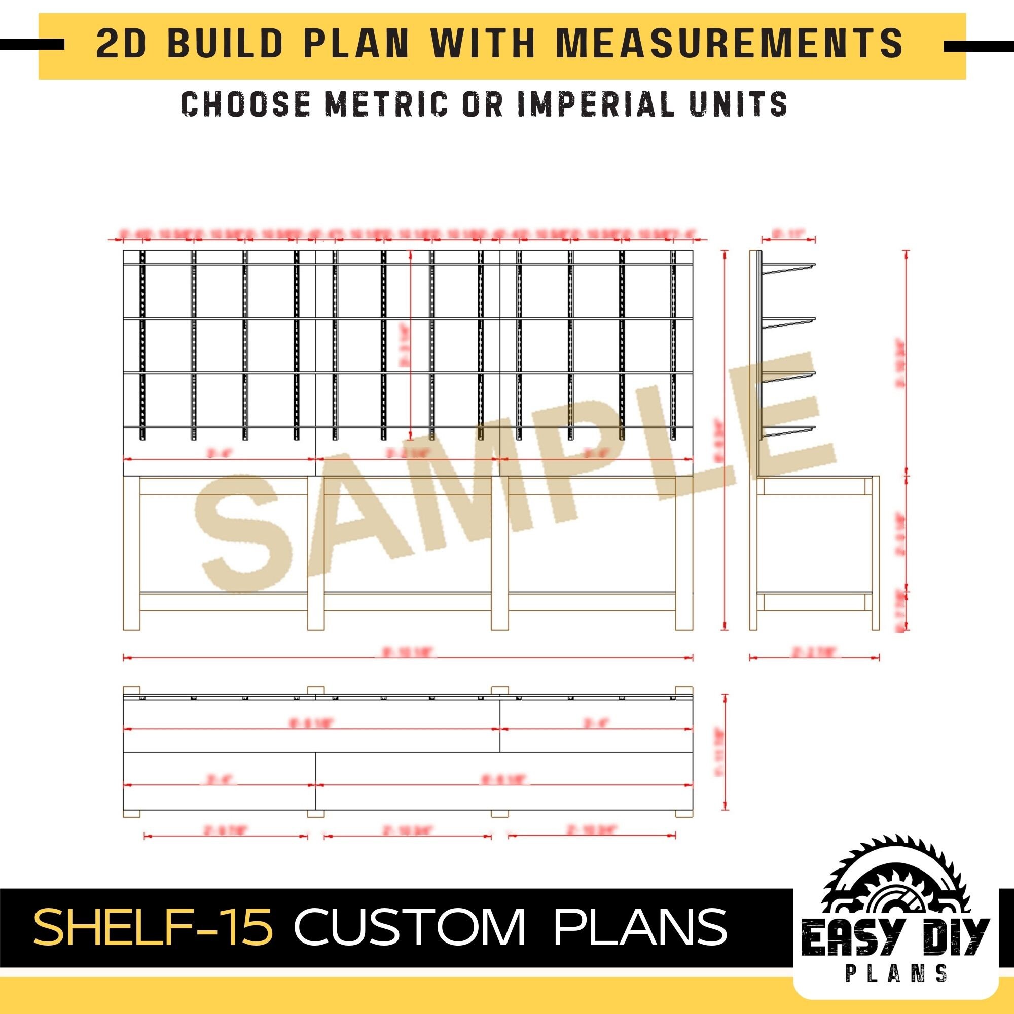 DIY Shelf CUSTOM PLANS With Storage and Workbench Diy Garage Shelf Tool ...