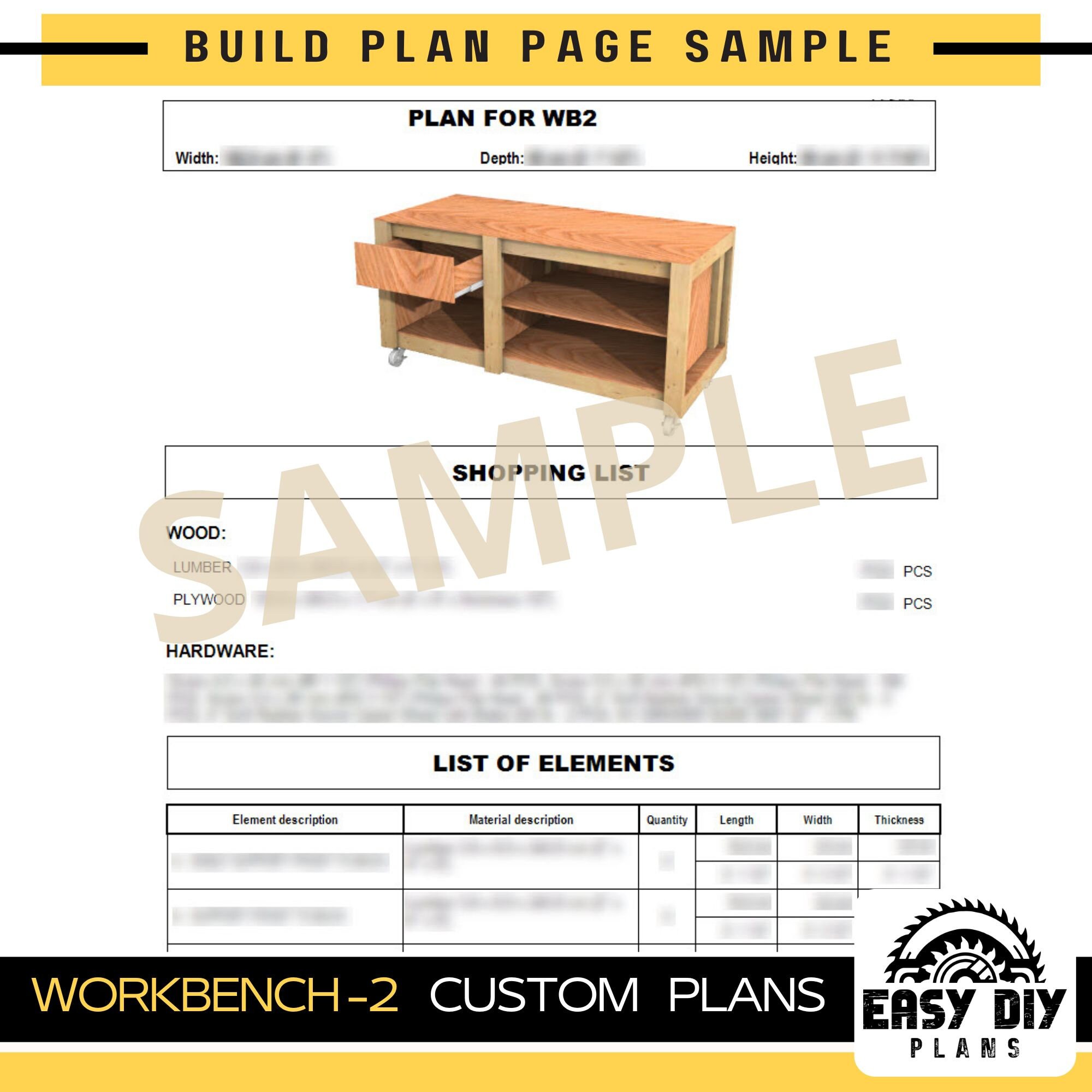 Workbench With Drawers Plan DIY CUSTOM Diy Mobile Workbench on Wheels Custom Plans Garage ...