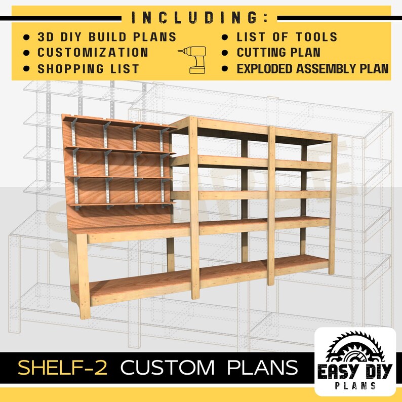 Shelf Workbench Storage Custom PLANS DIY Garage Storage Diy Shelves ...