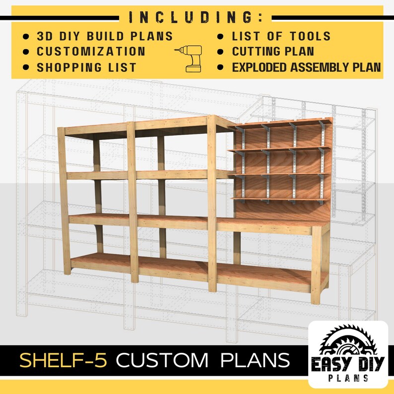 DIY CUSTOM Designs Diy Garage Shelf Plan Diy Plans Garage Workbench Diy ...