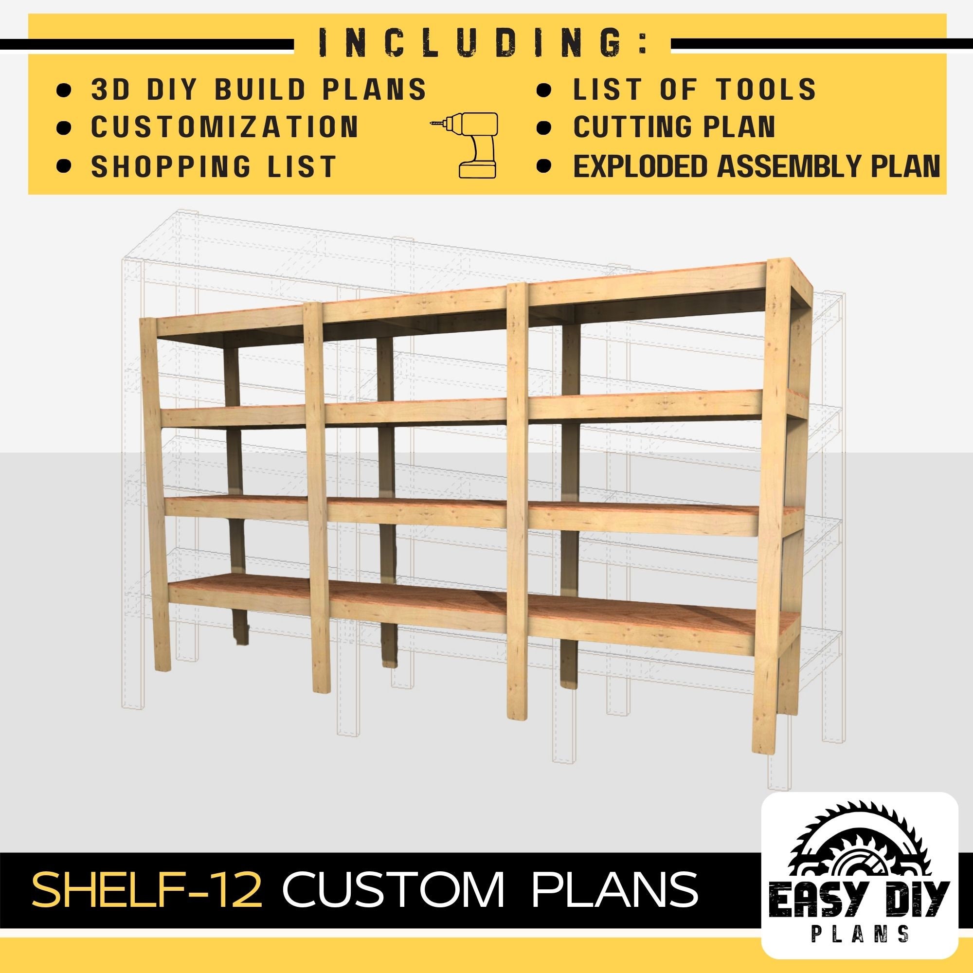 DIY Shelves PLANS CUSTOM Diy Plans Garage Storage Shelf Garage ...