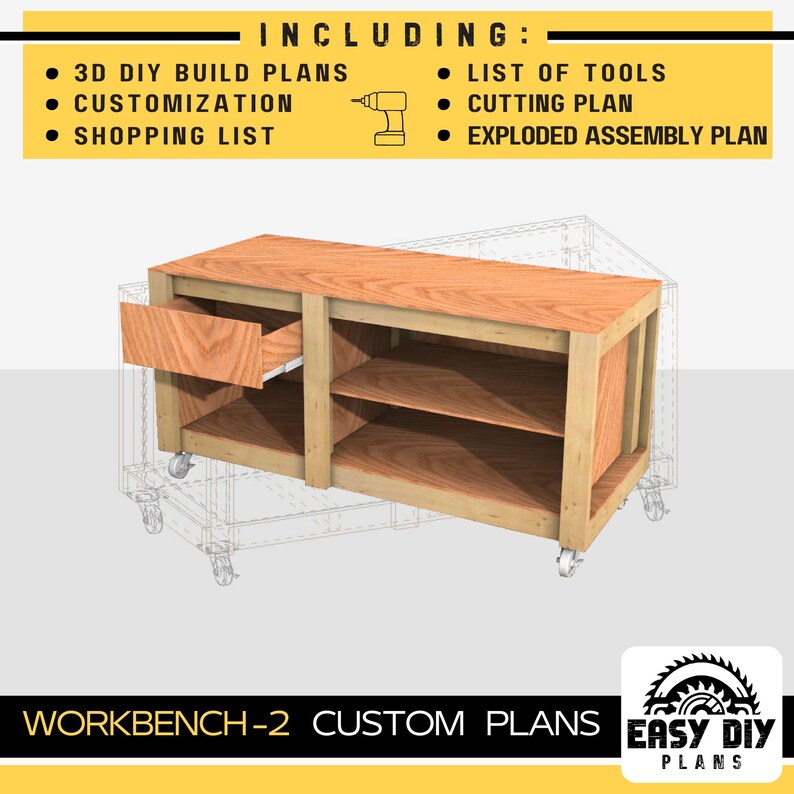 Workbench With Drawers Plan DIY CUSTOM Diy Mobile Workbench on Wheels ...