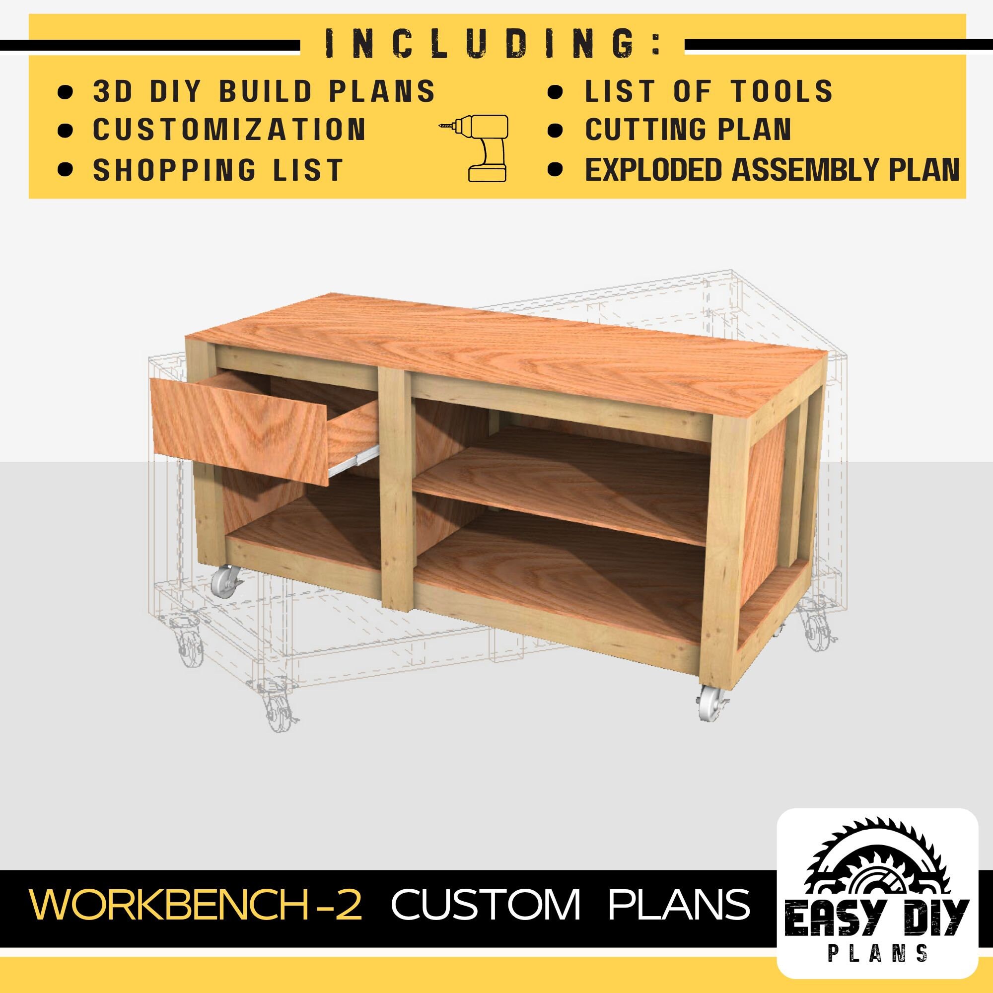 Workbench With Drawers Plan DIY CUSTOM Diy Mobile Workbench on Wheels Custom Plans Garage ...