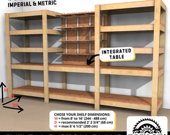 DIY Shelf PLANS With Integrated Workbench CUSTOM Plans Diy Storage ...