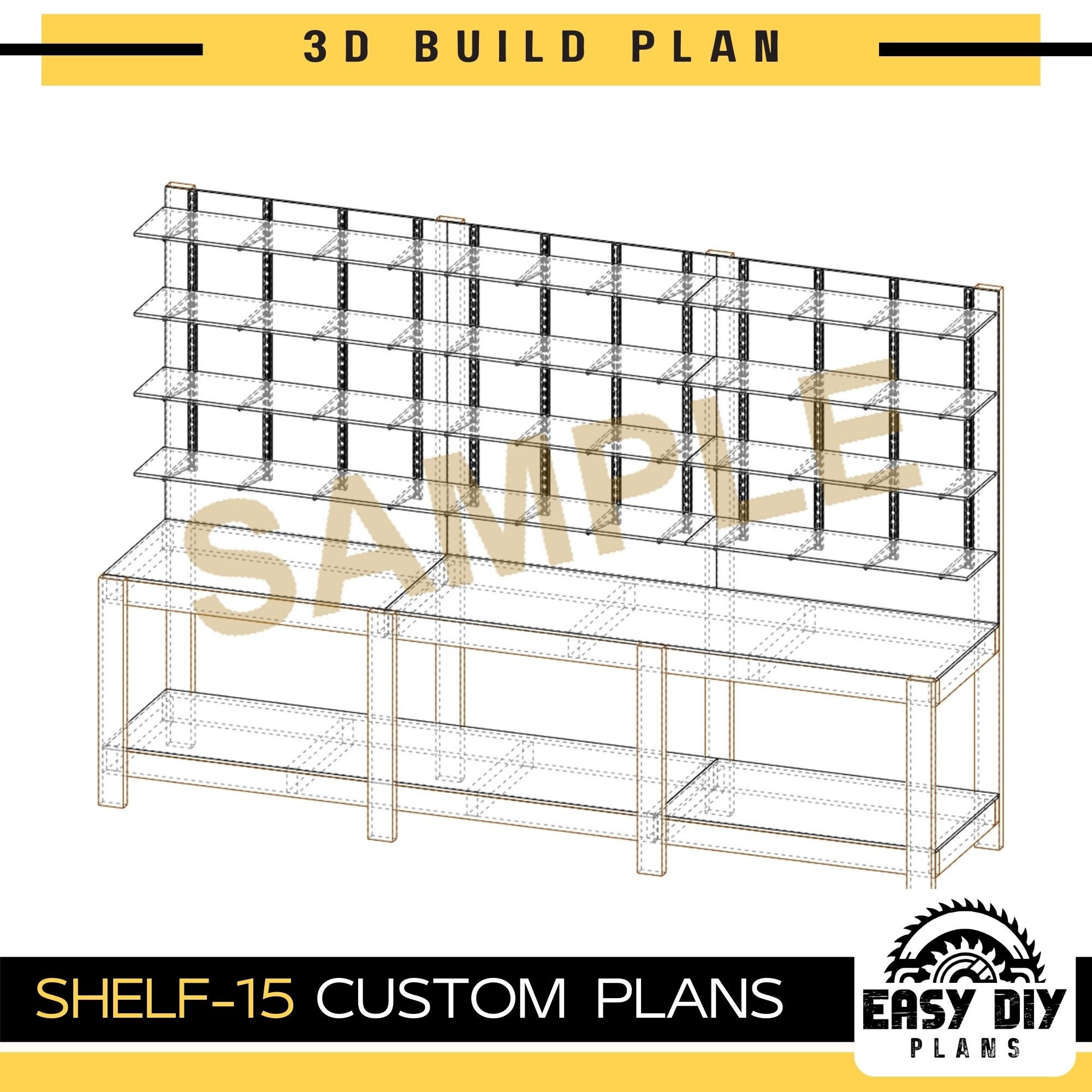 DIY Shelf CUSTOM PLANS With Storage and Workbench Diy Garage Shelf Tool ...